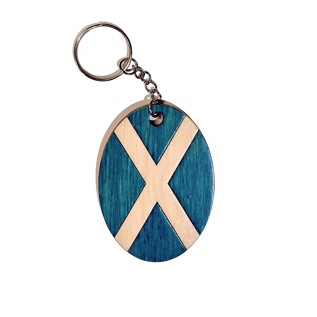 Scotland Flag Hand-colored Key Chain Fob or Handbag Charm, Original ...
