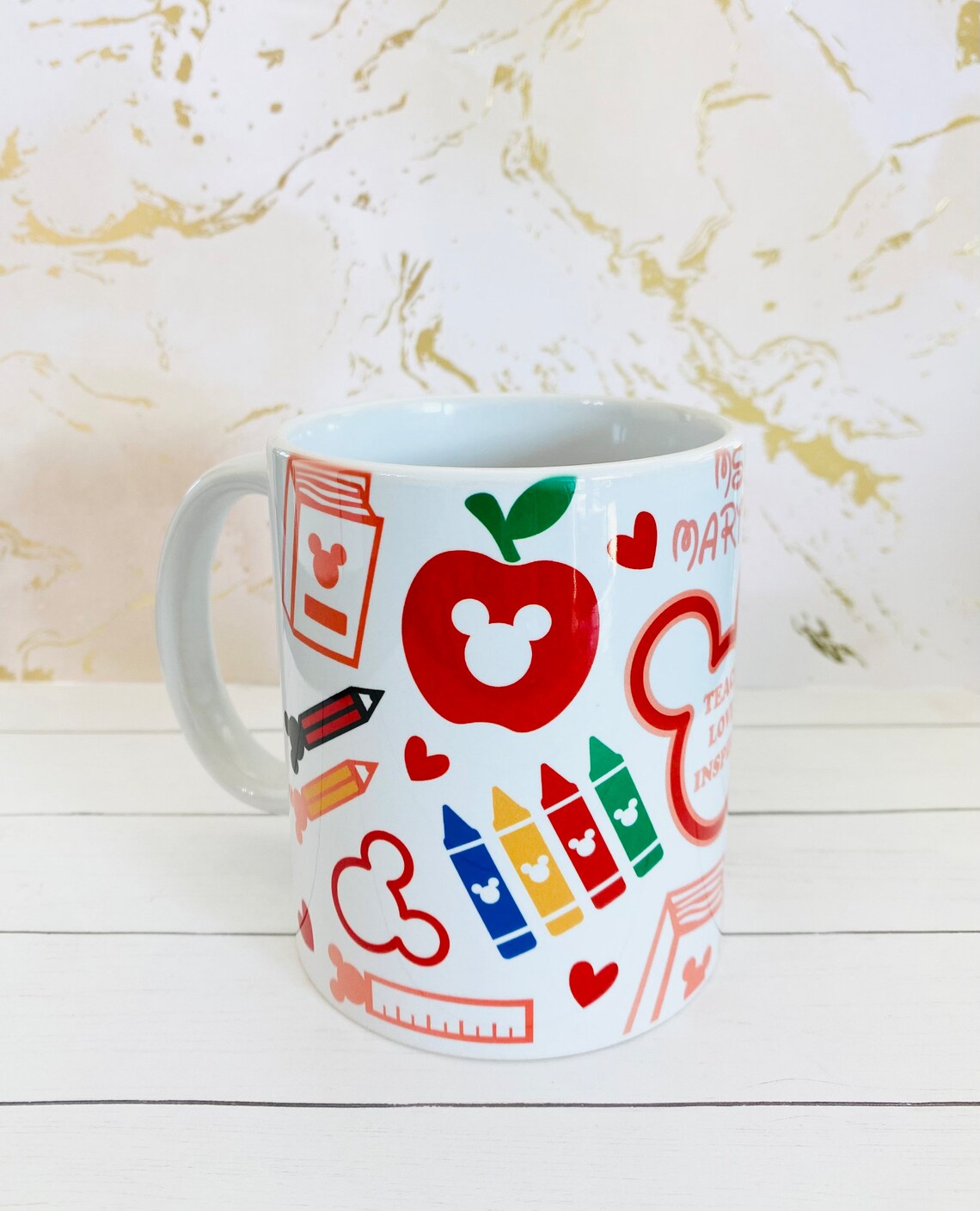 Personalized Mouse Ears Mug Teacher Inspire , Disney Teacher Mug ...
