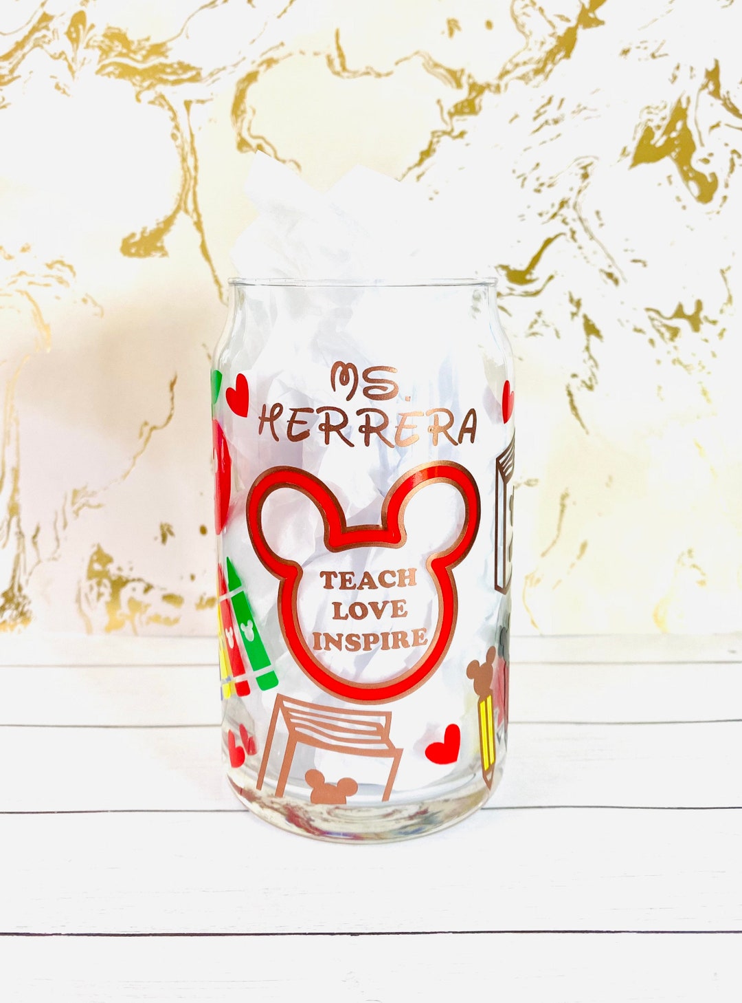 Mouse Ears Cup Teacher, Disney Teacher Cup, Teacher Appreciation Gift ...