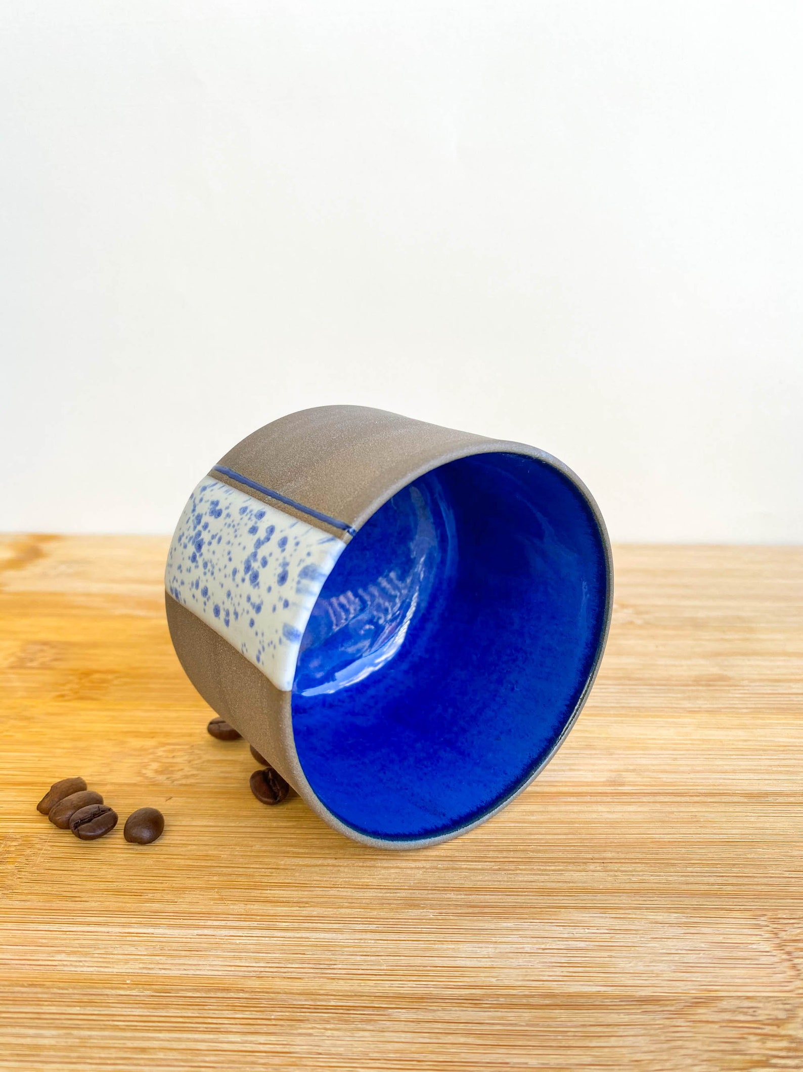 Handmade Stoneware Pottery Cup: Blue Ceramic Tumbler, 9oz - Etsy