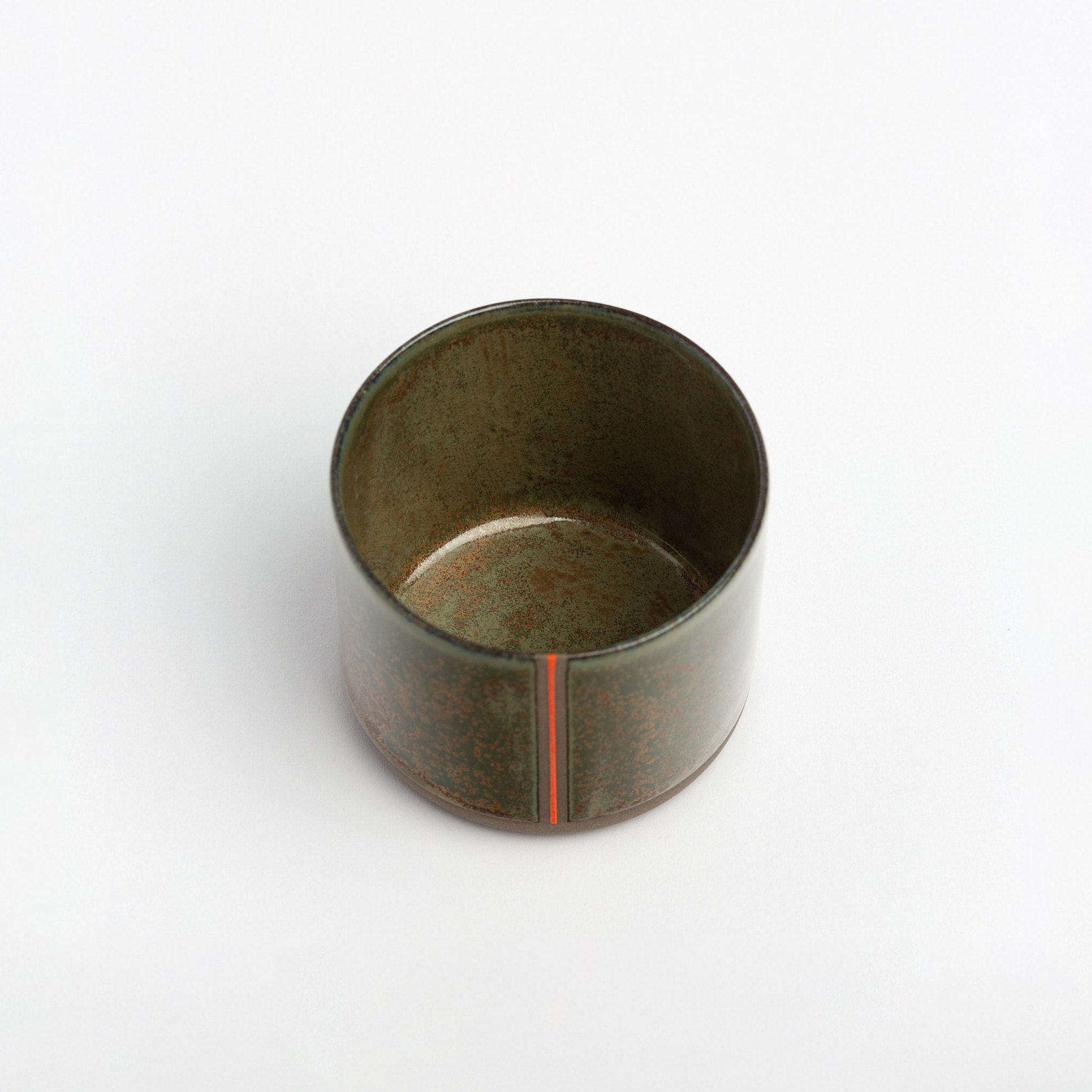 Rustic Green & Orange Stripe Artisan Pottery, Handmade Ceramic Coffee ...