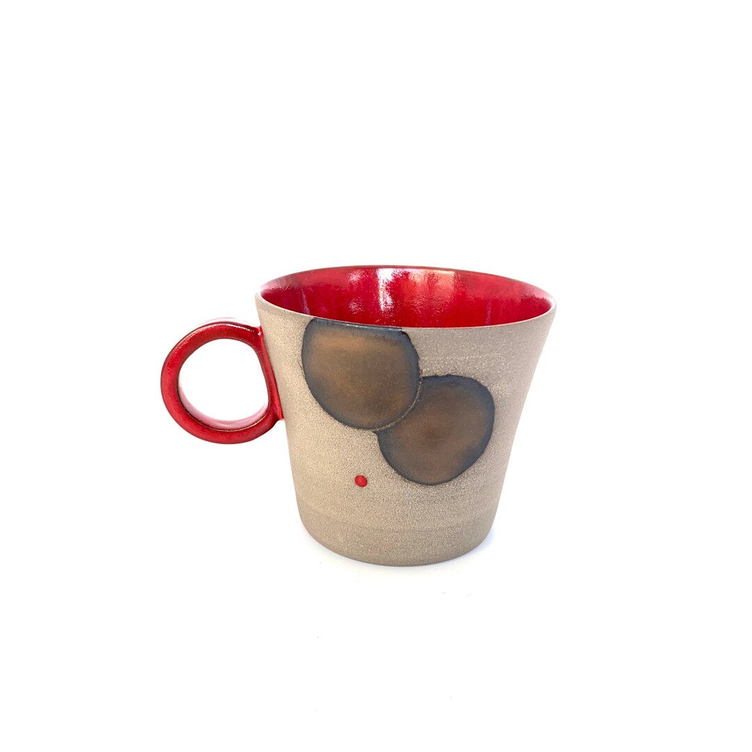 Handmade Pottery Mug With Circle Pattern Unique Ceramic Mug, Gift Idea ...