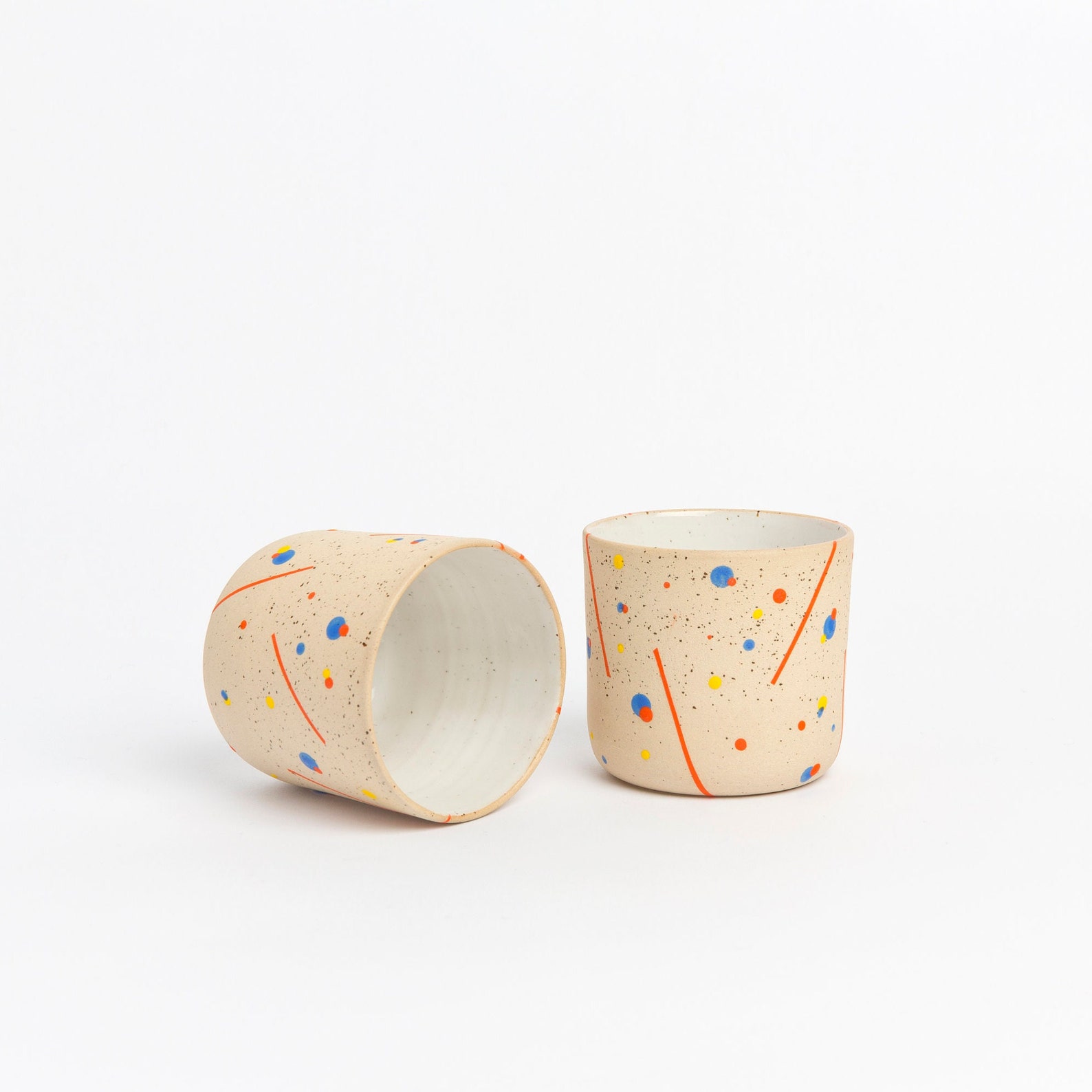 Handmade Geometric Pottery Mug: Speckled Clay Stoneware Cup - Etsy