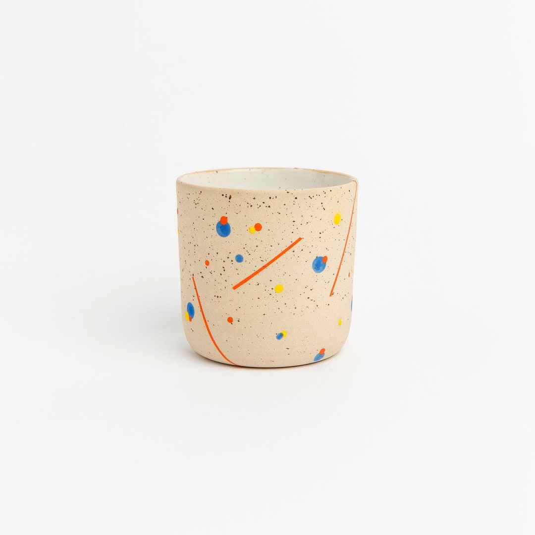 Handmade Geometric Pottery Mug: Speckled Clay Stoneware Cup - Etsy