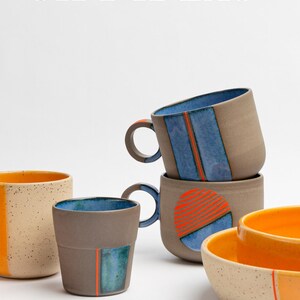 Handmade Ceramic Coffee Mug: Geometric Art, Minimalist Decor - Etsy