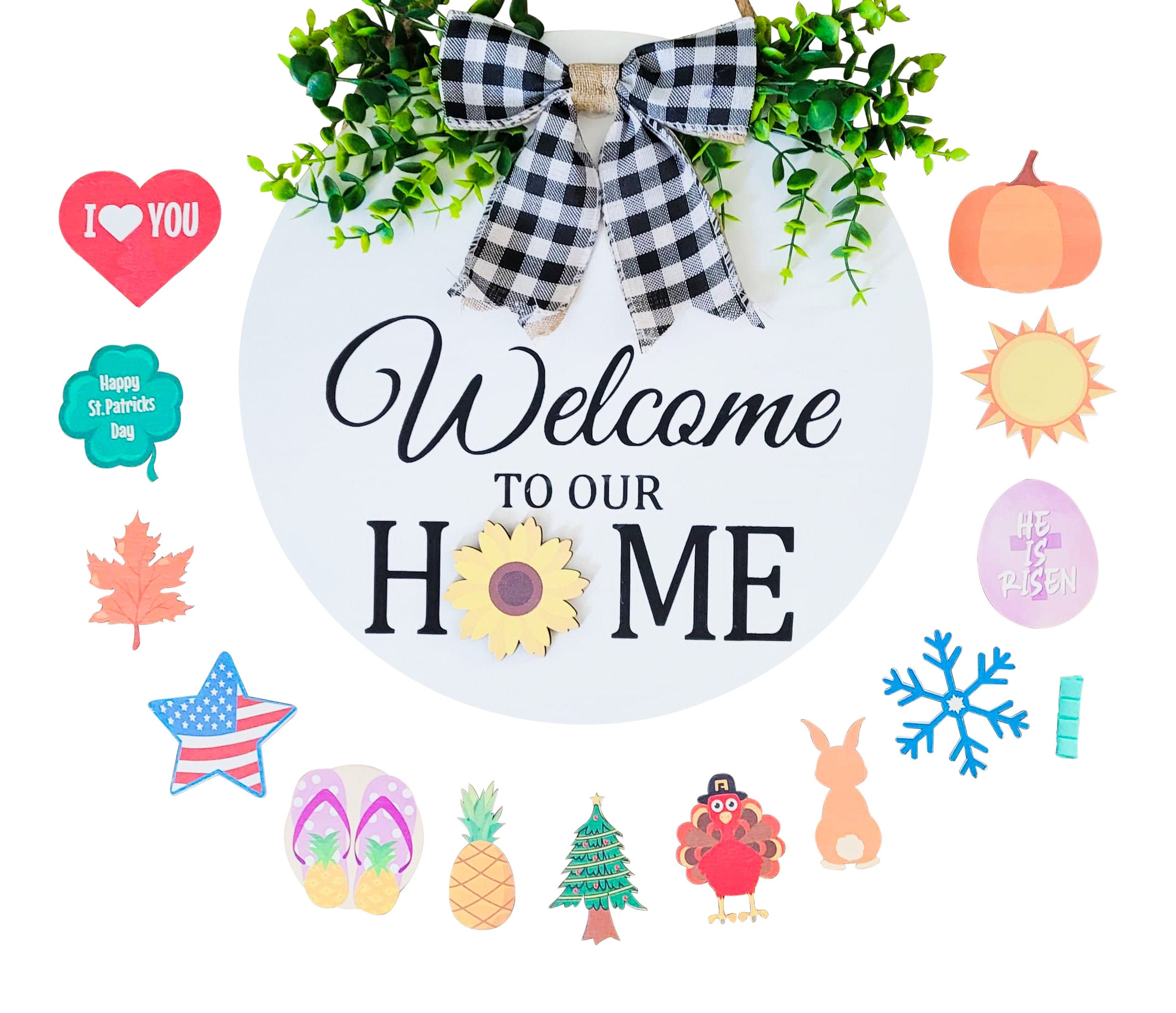 Interchangeable Welcome Sign for Front Door Sign, Front Door Decor ...
