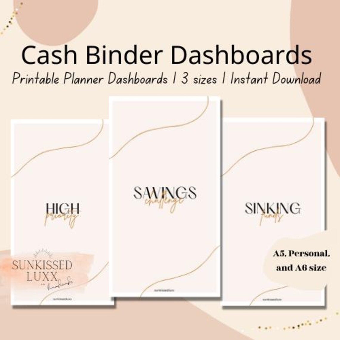Cash Envelope Binder Dashboard | Minimalist Printable (A5, A6, Personal ...