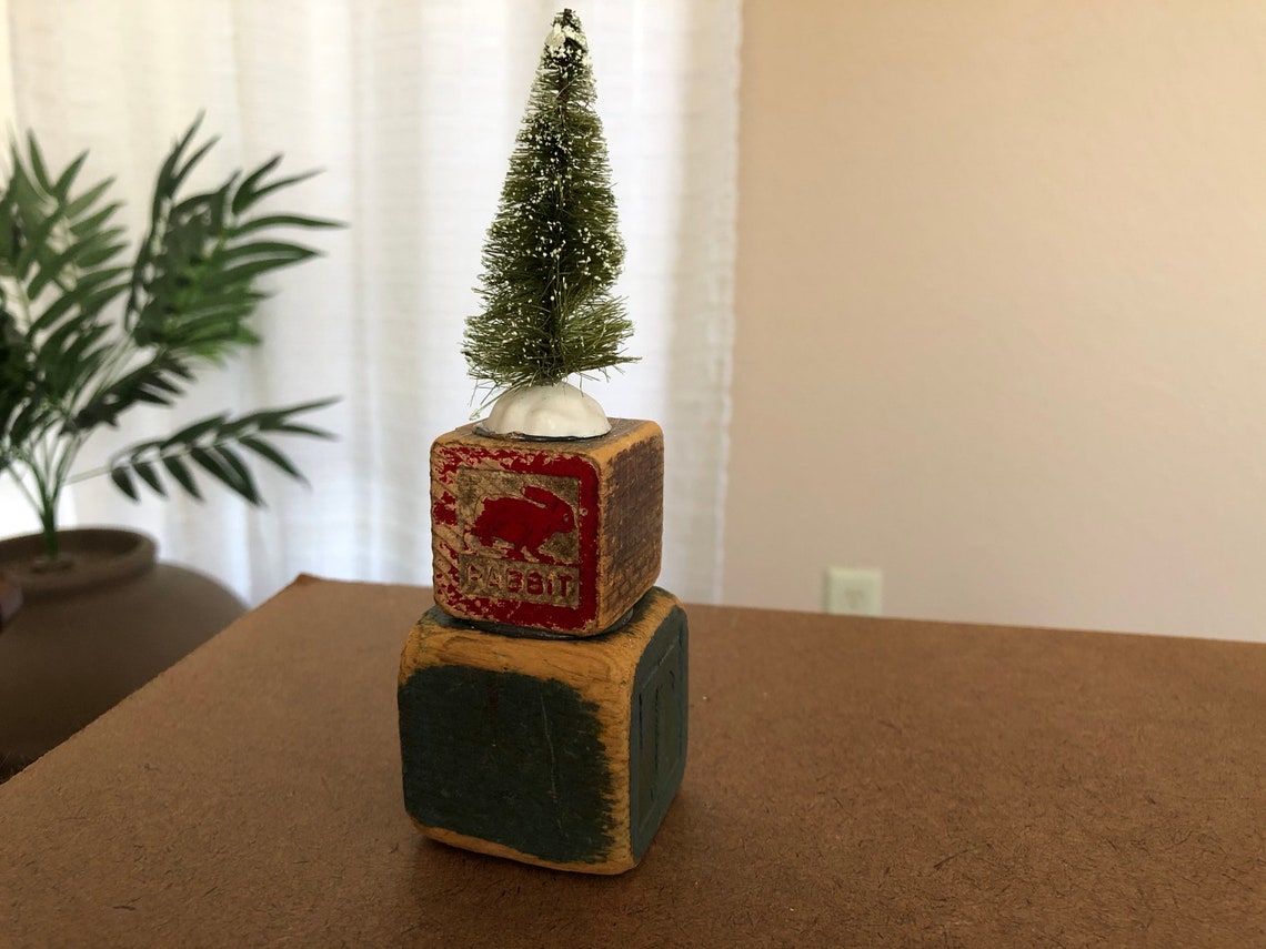Wooden Block Christmas Tree Decorations - Etsy