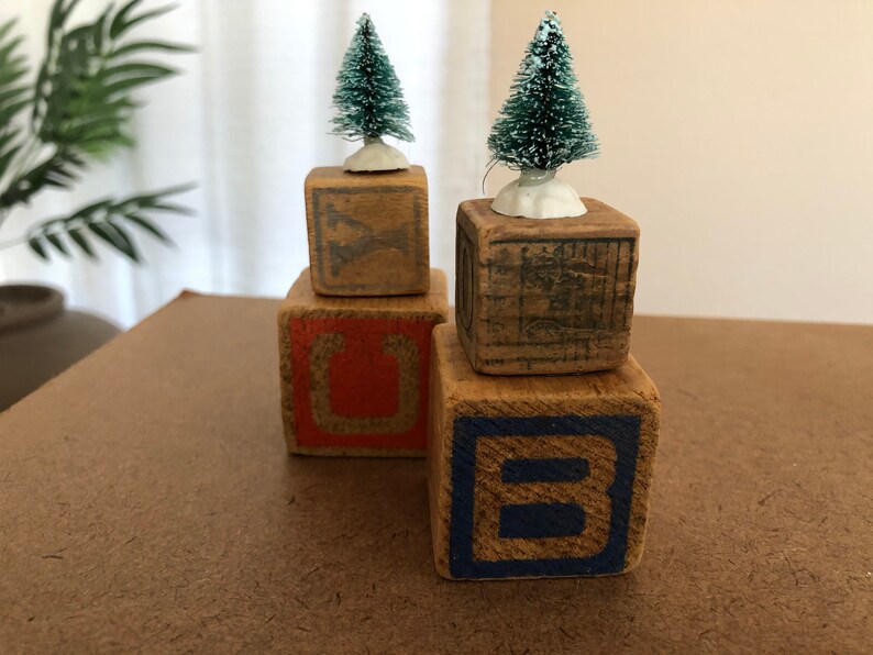 Wooden Block Christmas Tree Decorations - Etsy