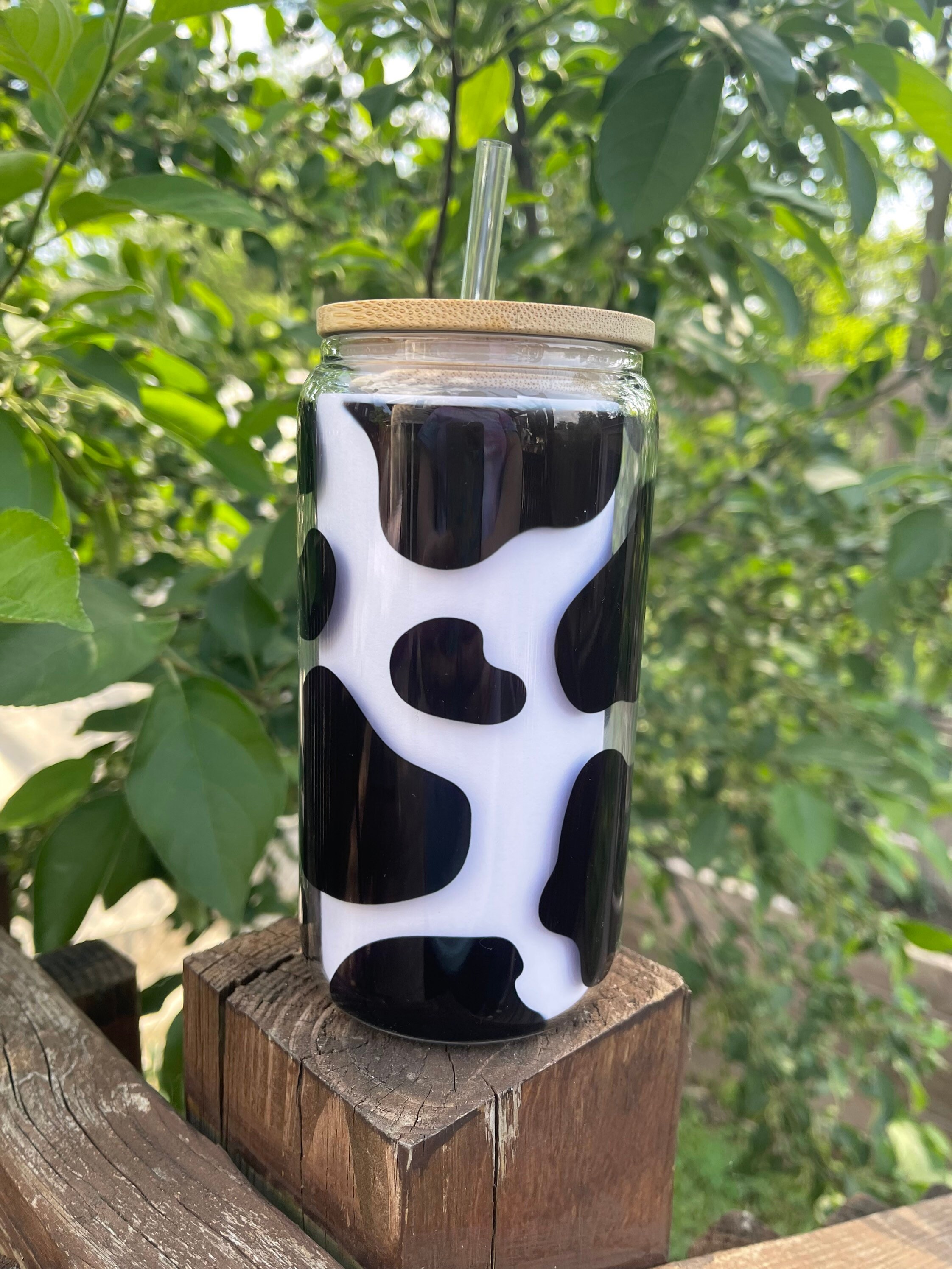 16oz Glass Libbey Can Cow Print Gift for Her Gifts Cow - Etsy