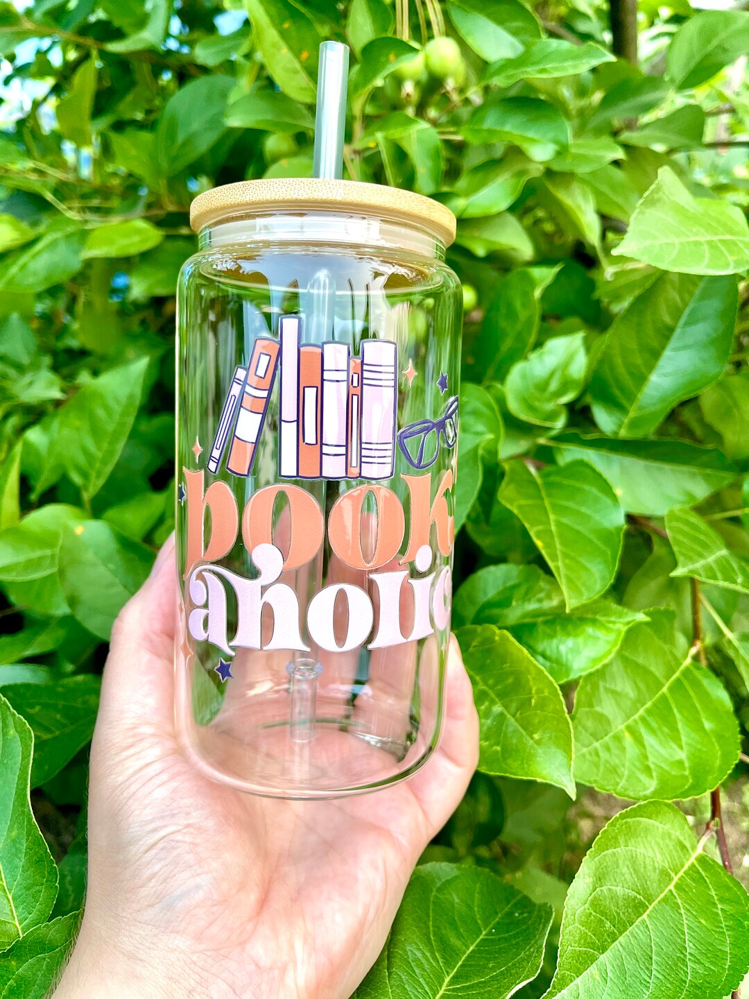 16oz Glass Can Bookaholic, Glass Cup, Booktok, Book Lover, Iced Coffee ...