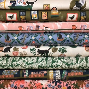 SANCTUARY 8 Piece Bundle Cloud9 Cats Plants Books Wall Art Florals Cotton Fabric Modern Quilting ...