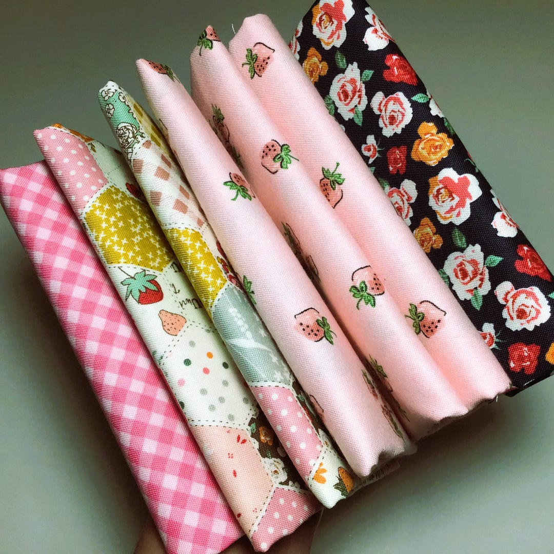 BLOOMBERRY by Minki Kim Curated 4-piece Bundle Strawberries Florals Hexies Riley Blake Designs ...