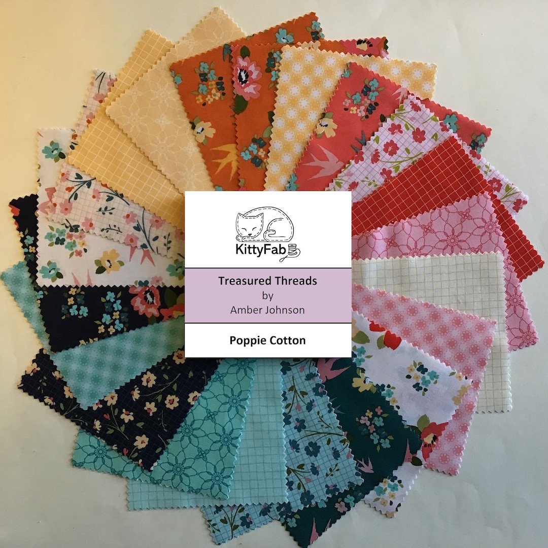 Treasured Threads Charm Pack Modern Floral Cotton Fabric Amber Johnson ...