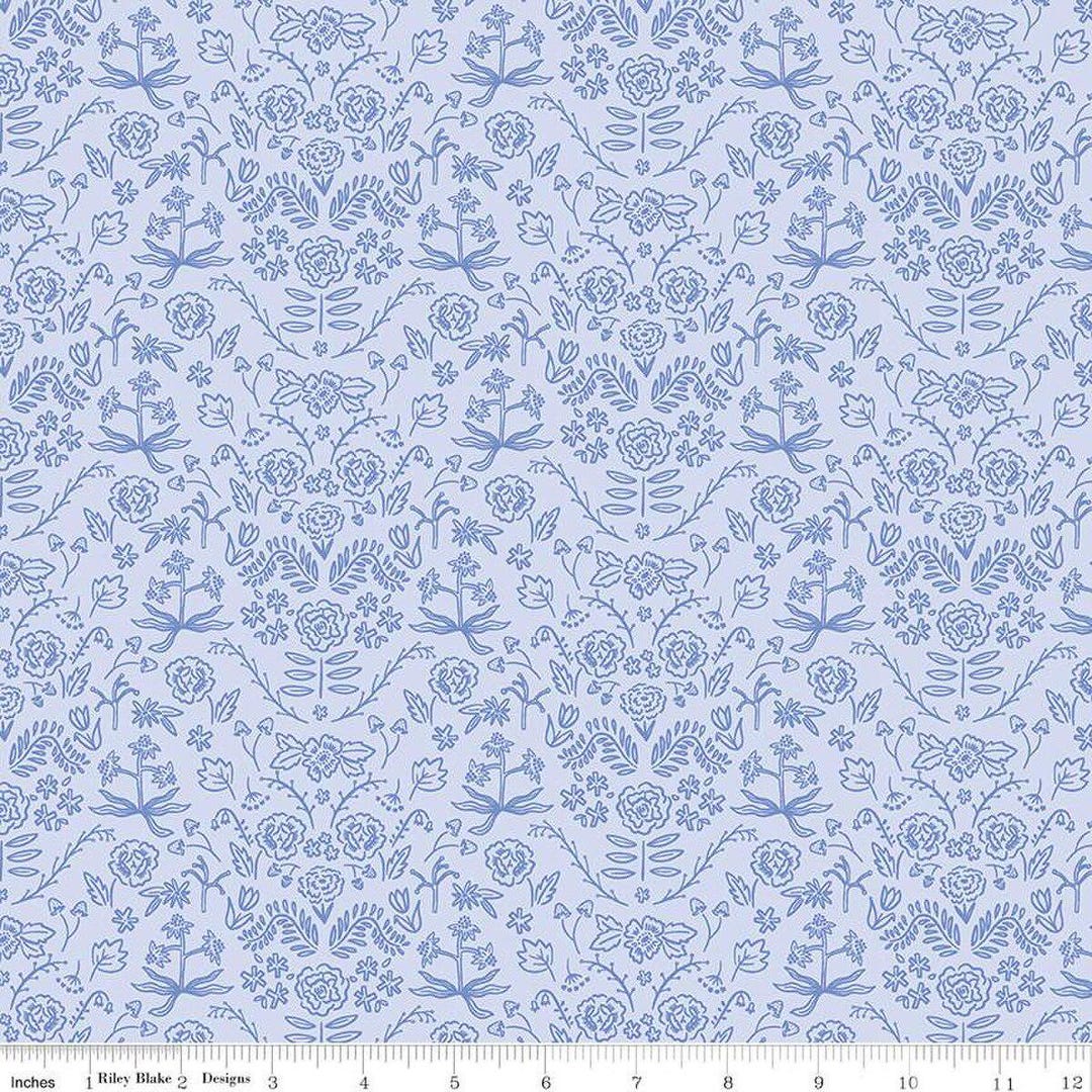 CHLOE by Rachel Erickson | Damask - Light Blue | Cotton Fabric | Riley ...