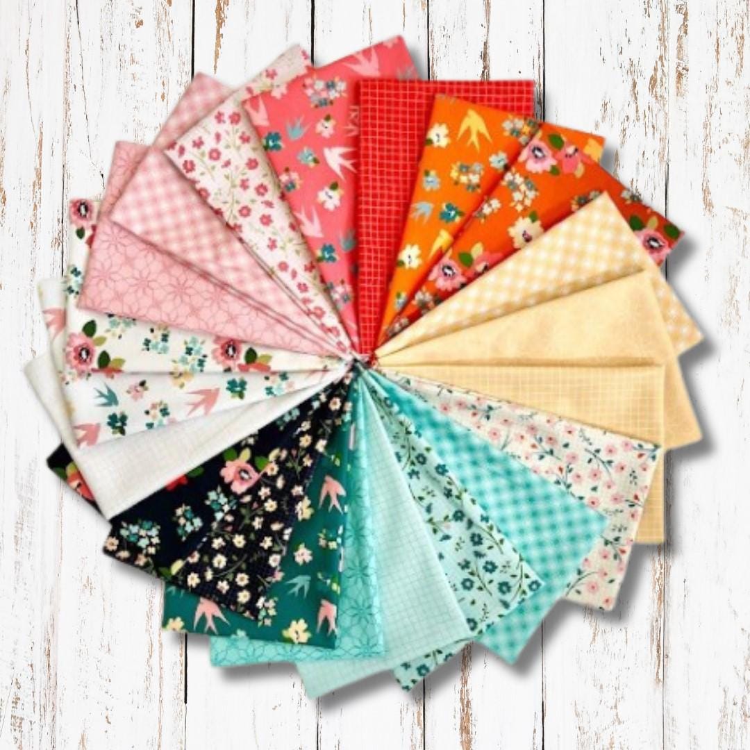 Treasured Threads by Amber Johnson 21 Piece Bundle Cotton Fabric Poppie Cotton Patchwork ...