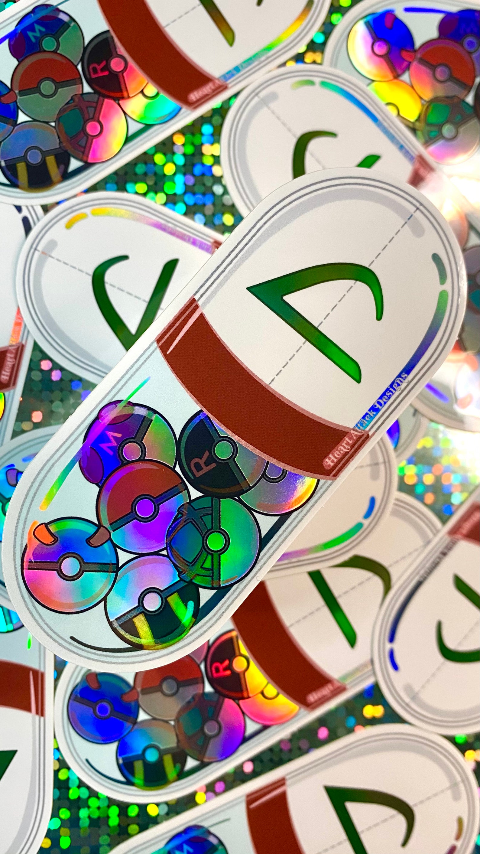 Pokemon Capsule Pill Holographic Vinyl Sticker | Etsy