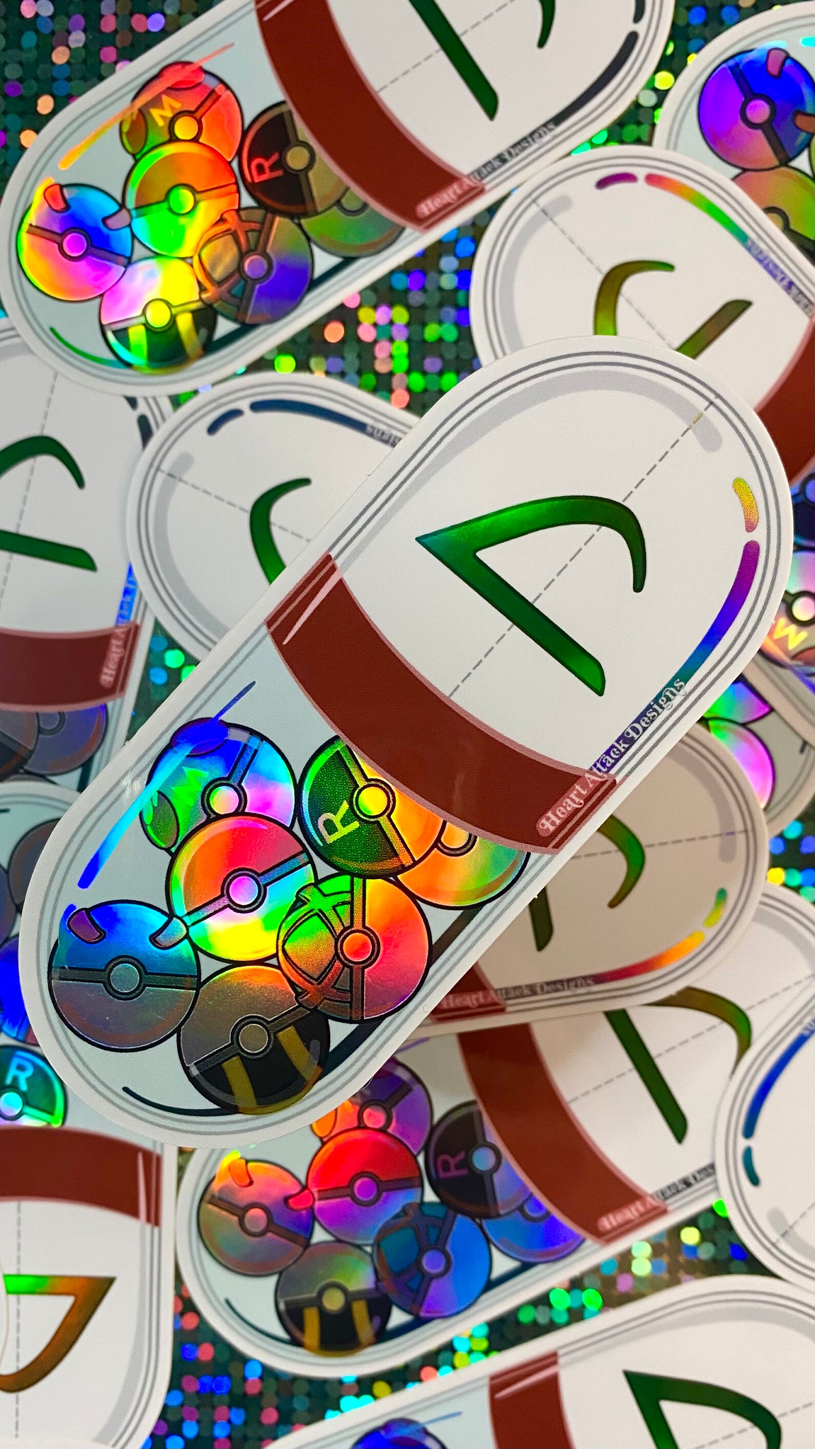 Pokemon Capsule Pill Holographic Vinyl Sticker | Etsy