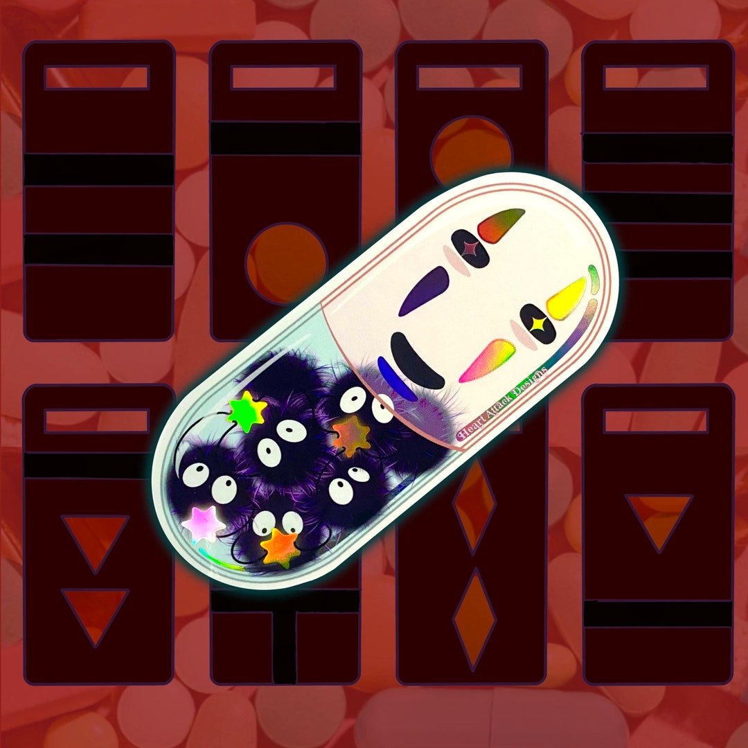 Soot Sprite Pill Holographic Vinyl Sticker - Etsy