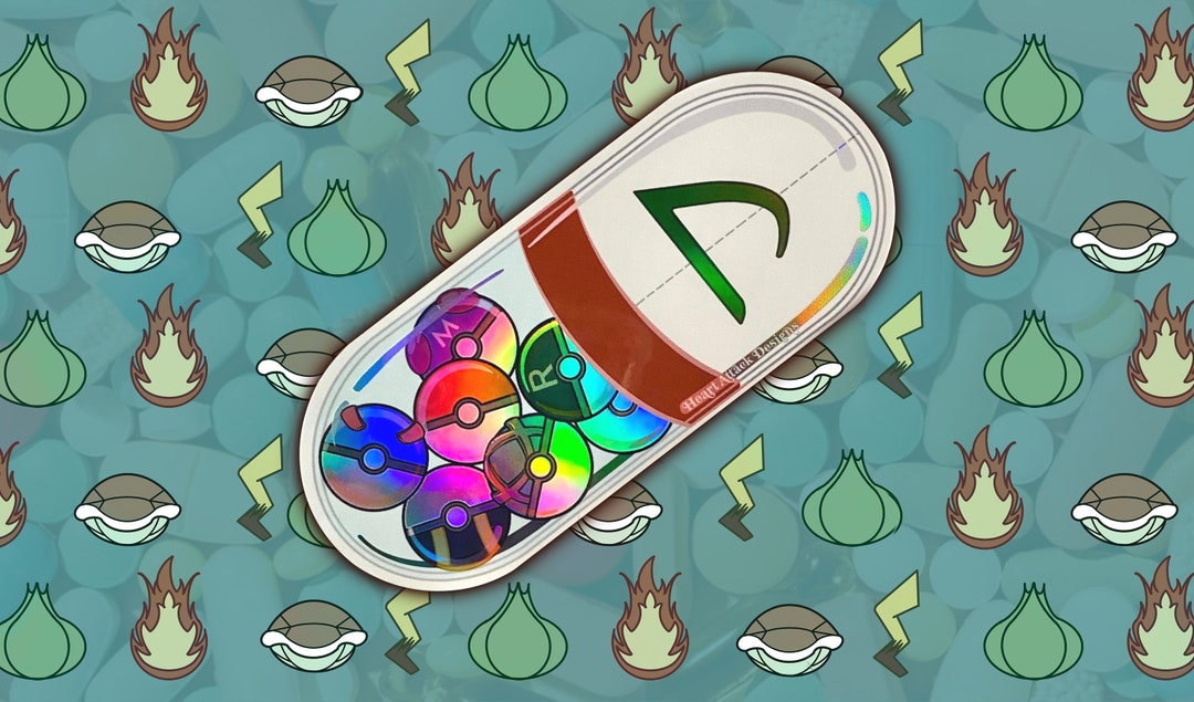 Pokemon Capsule Pill Holographic Vinyl Sticker - Etsy