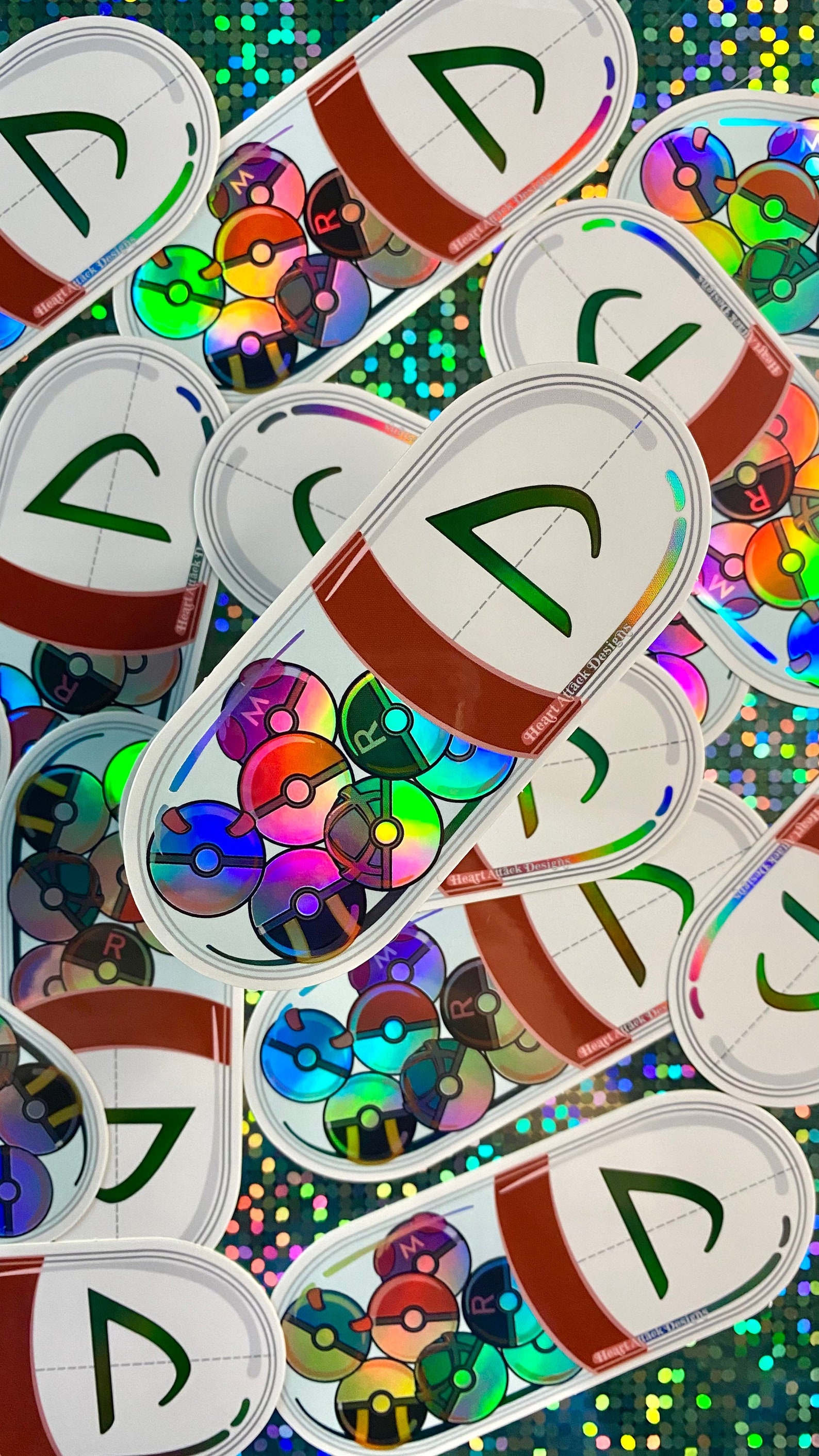 Pokemon Capsule Pill Holographic Vinyl Sticker - Etsy
