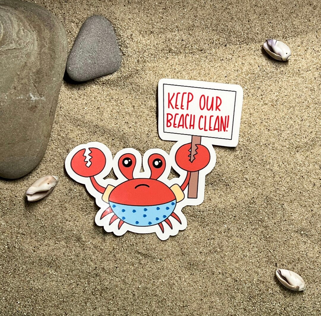 Crab keep Our Beach Clean Sticker - Etsy