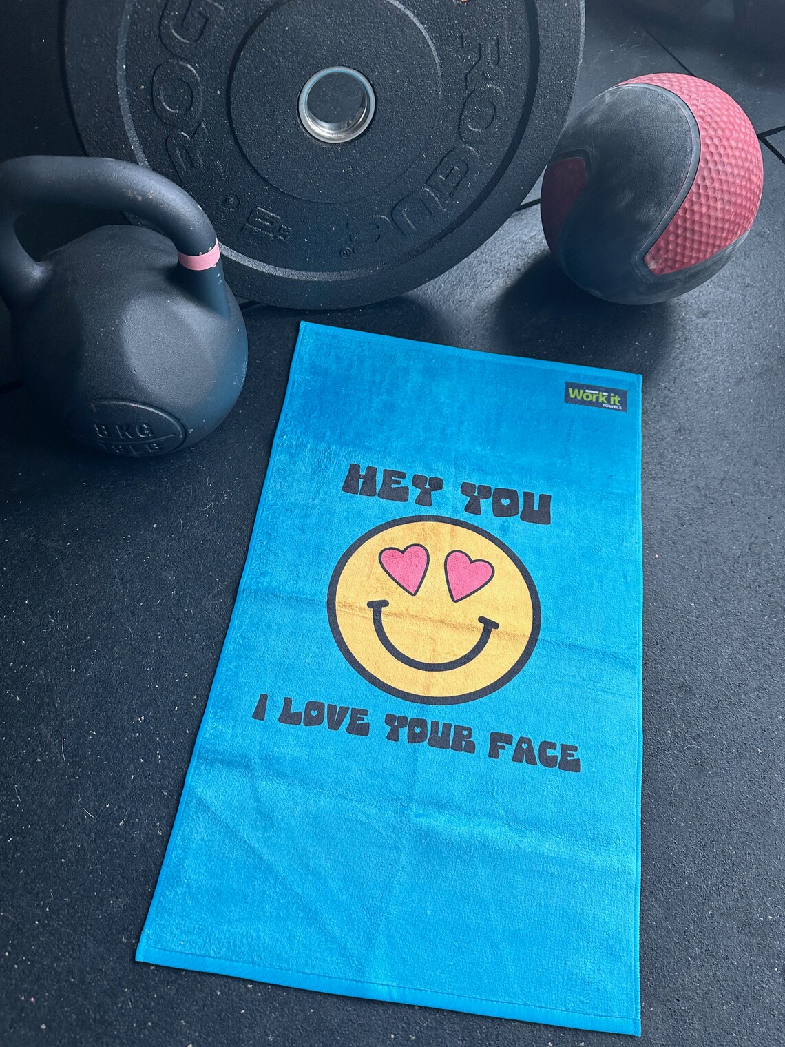 Smiley Face Towel, Gym Towel, Fitness Towel, Exercise Towel, Sweat ...