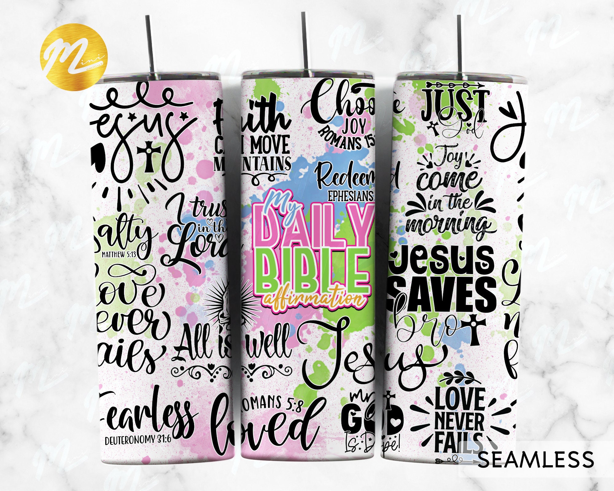 My Daily Bible Affirmations Tumbler Wrap , Christian Bible Verse ...