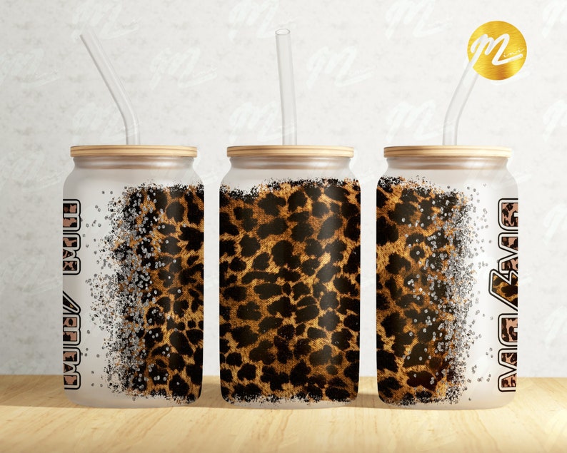 Can Glass Mama Lightning Bolt Png Design for Sublimation ,mama Leopard ...