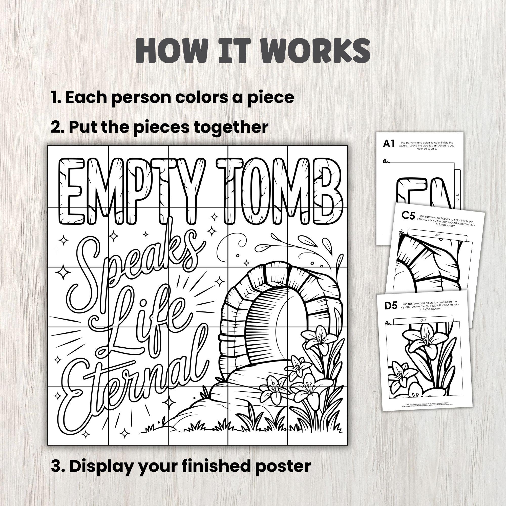 Easter Collaborative Poster Coloring Activity, Christian Classroom ...