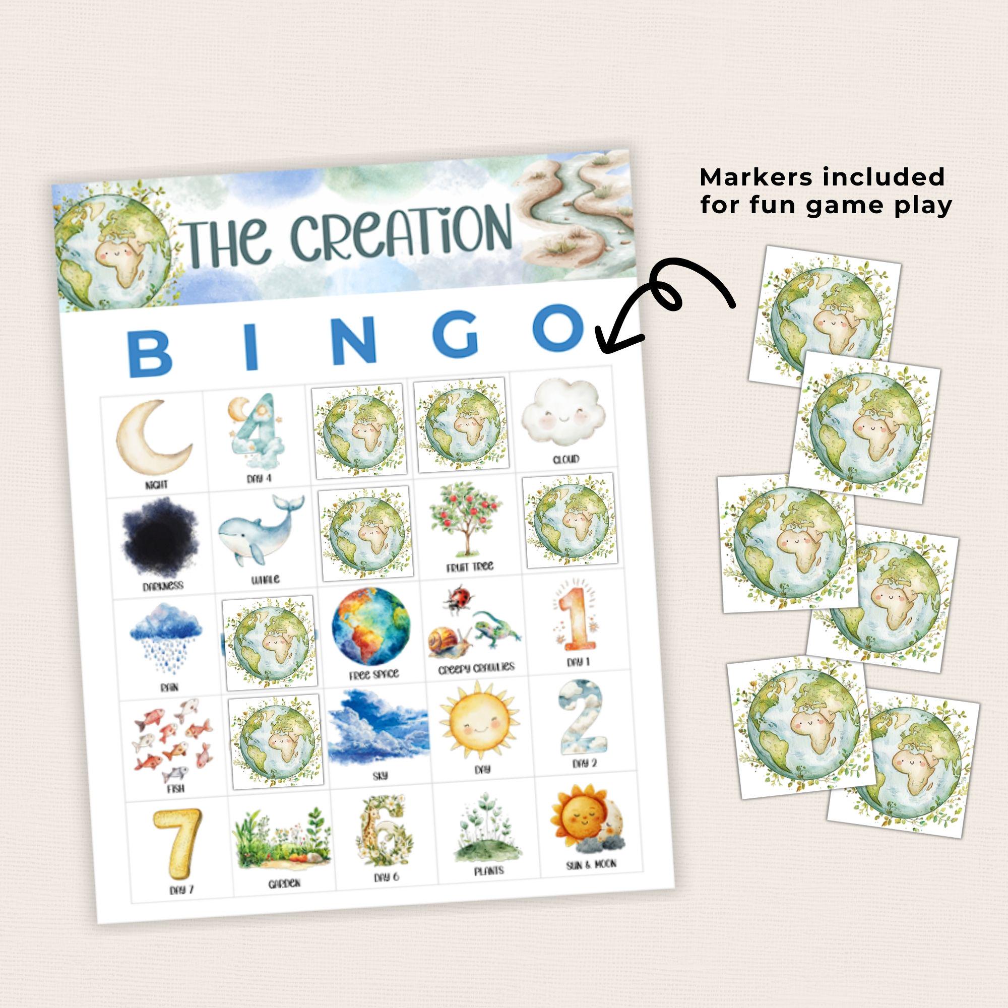 Creation Week Bible Bingo Game, Christian Themed Activity Printable ...