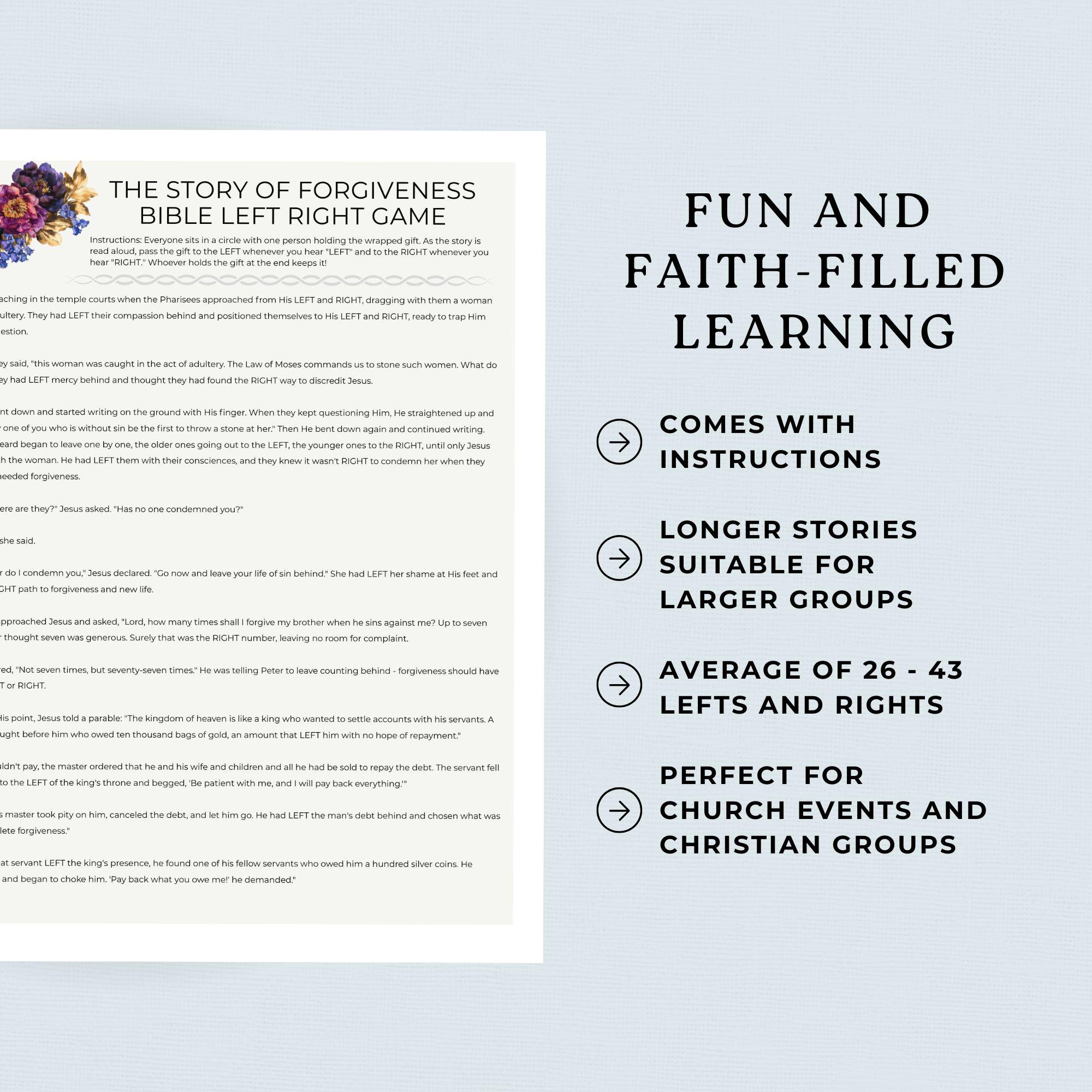 Forgiveness Bible Game: Women's Ministry Icebreaker (printable PDF - Etsy