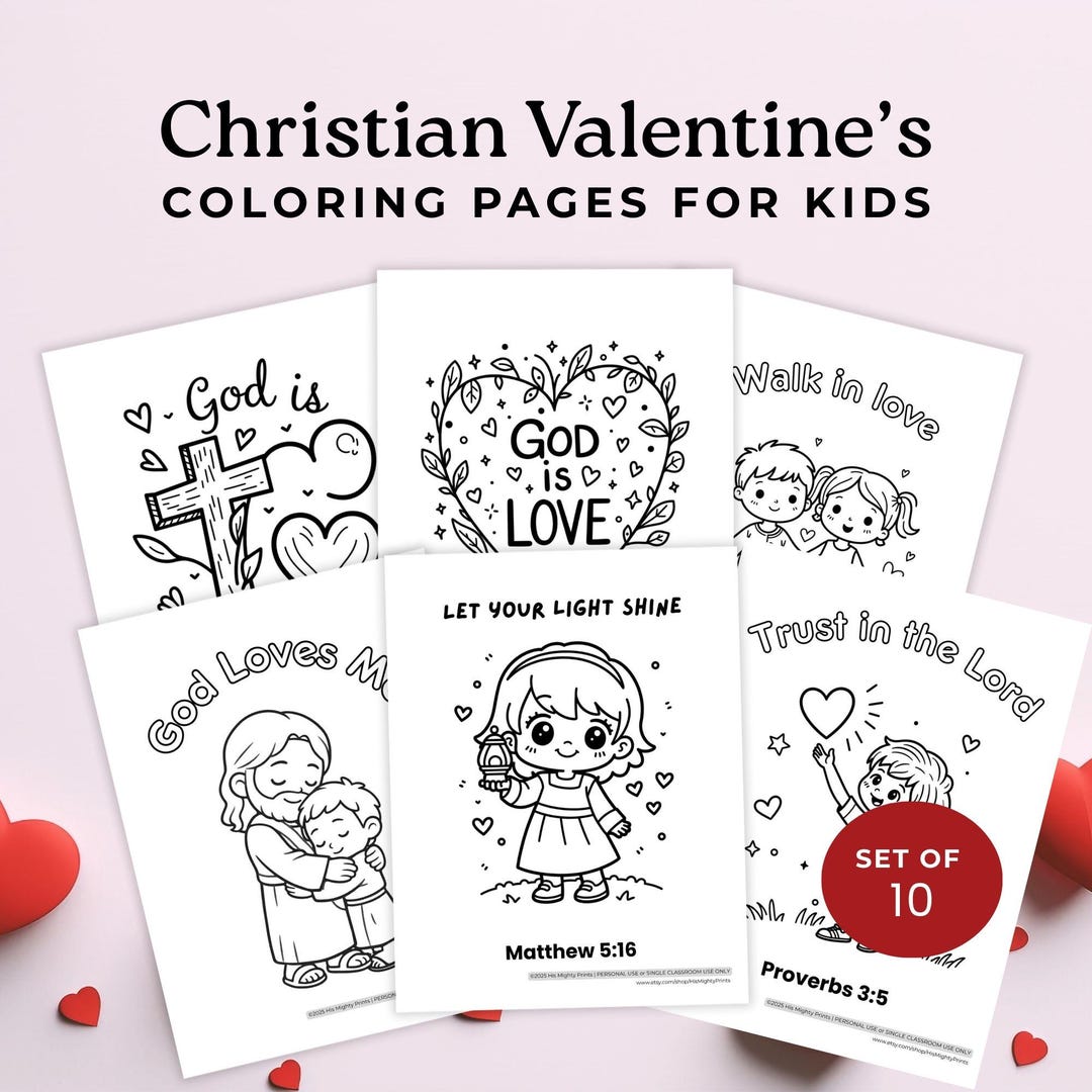 Valentine Coloring Page, Christian Kid Activity, Bold and Easy Bible ...