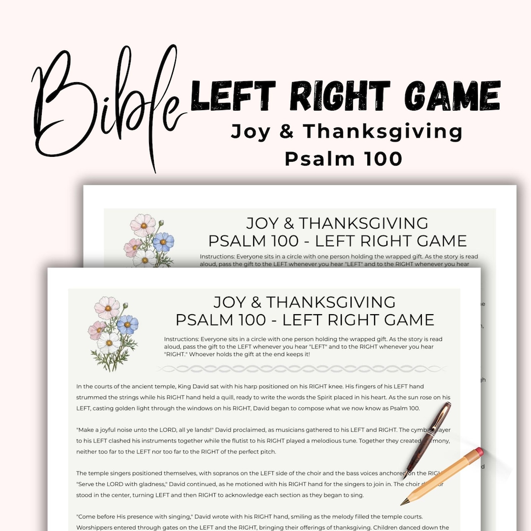 Bible Left Right Game,joy and Thanksgiving Psalm 100,bible Activity for ...