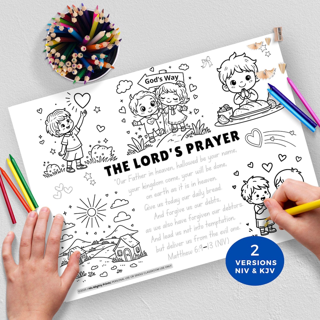 Coloring Page the Lords Prayer for Kids, Printable Christian Activity ...