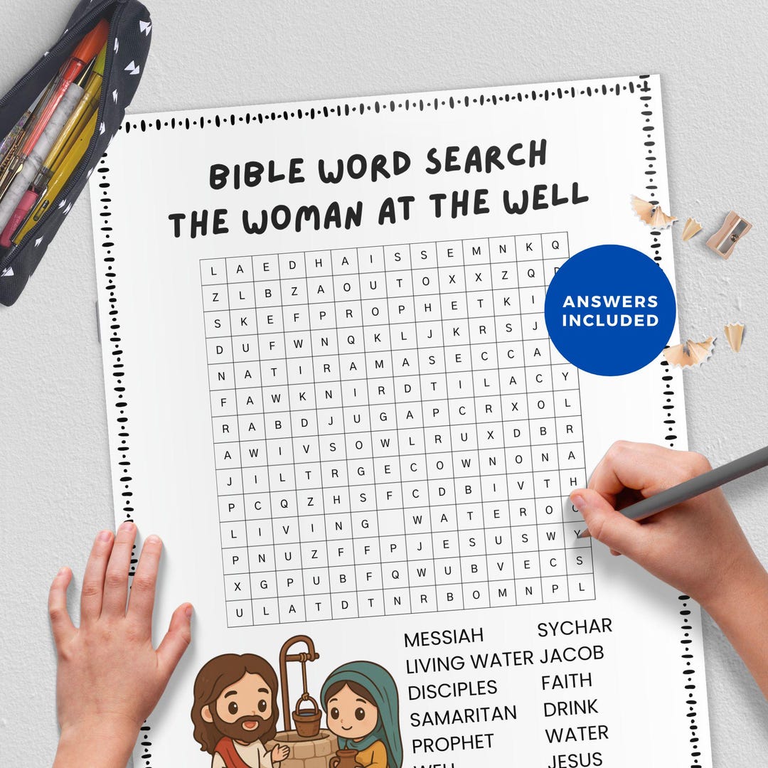 Jesus & Woman at the Well Activity, Bible Word Search Puzzle,biblical ...