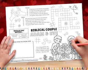 Adam and Eve Bible Activity Worksheet for Kid – Christian Coloring Page ...