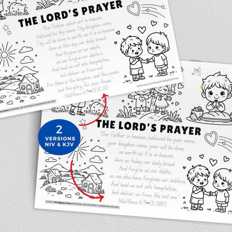 Our Father Printable Coloring Page, the Lords Prayer for Kid, Christian ...