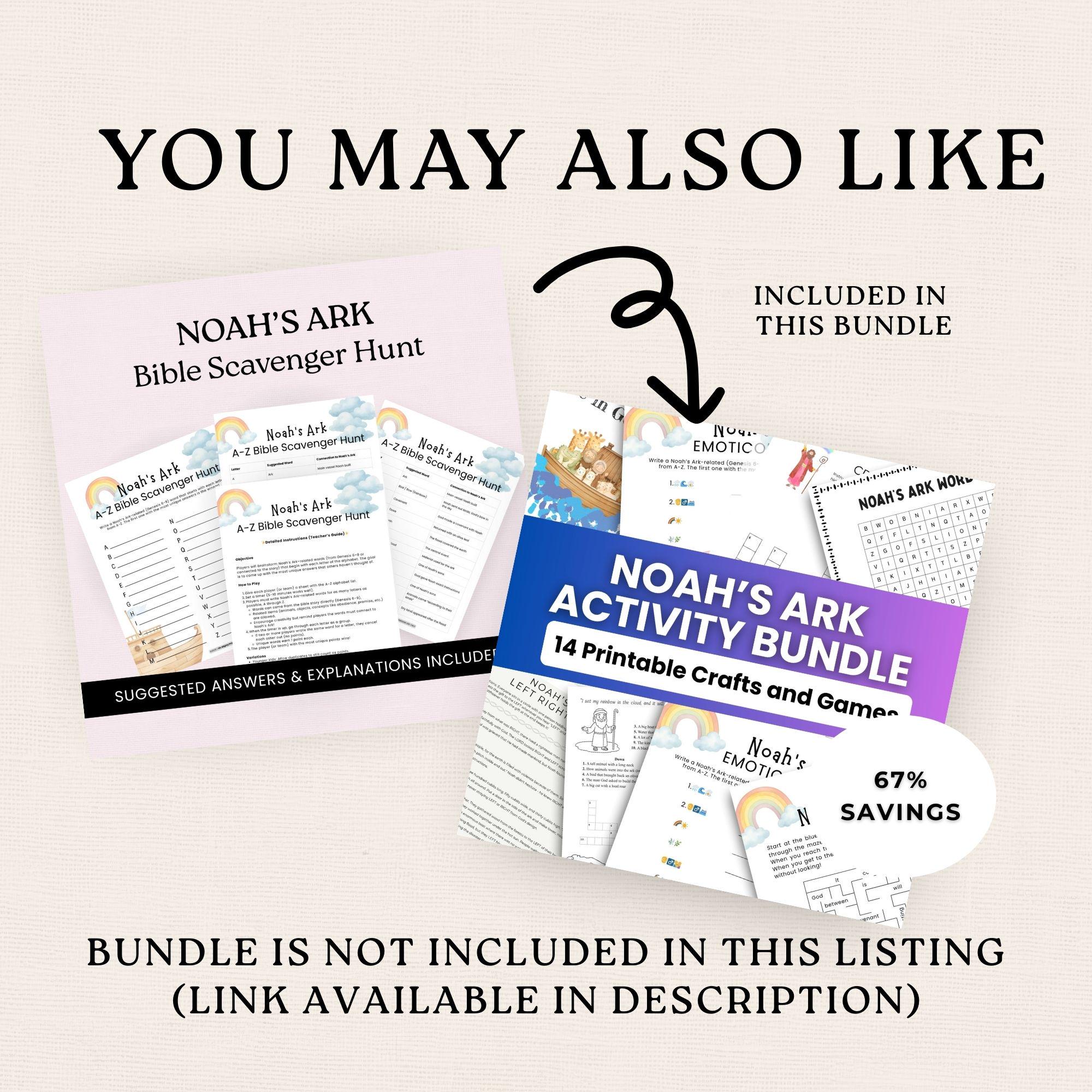Bible Scavenger Hunt, Noah's Ark A-Z Printable, Christian Game for Kids ...