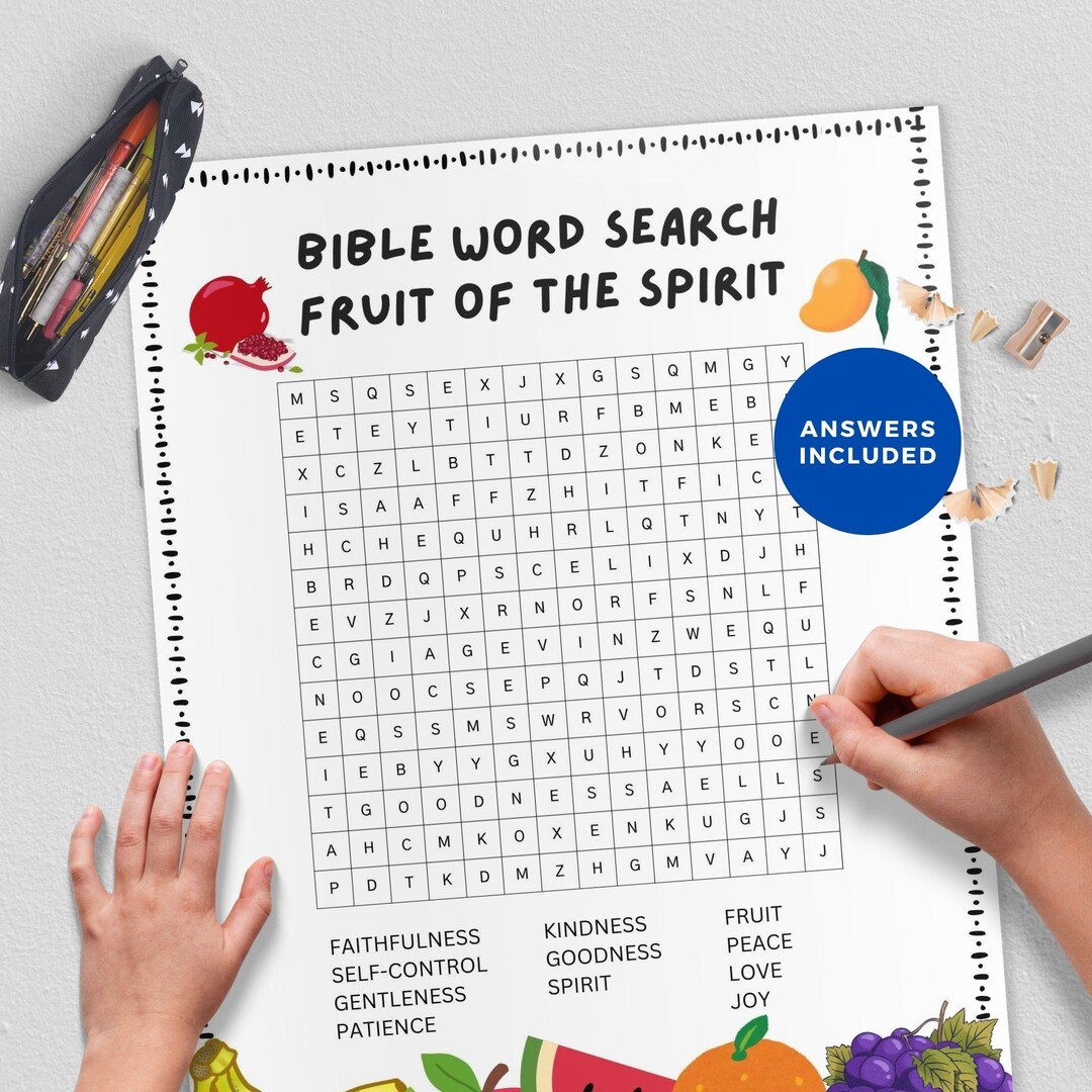 Fruit of the Spirit Word Search, Sunday School Christian Game, Morning ...