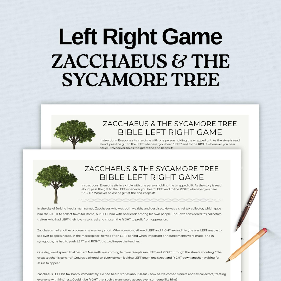 Bible Game,zacchaeus & the Sycamore Tree Left Right Game,women Ministry ...