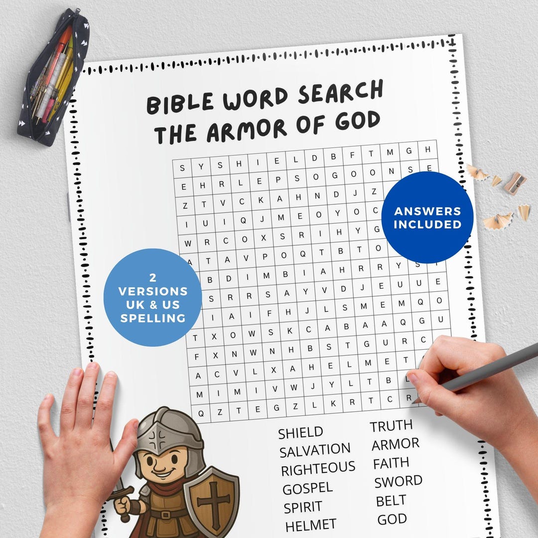 Armor of God Activity Sheet,bible Word Search Puzzle,christian ...