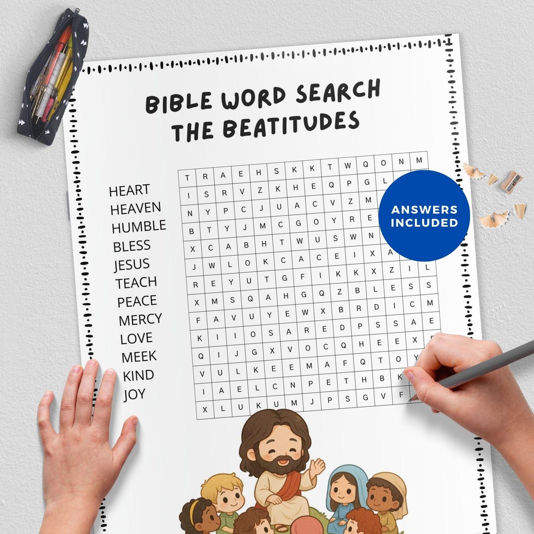 The Beatitudes,bible Word Search Puzzle,christian Gameschooling, Sunday ...