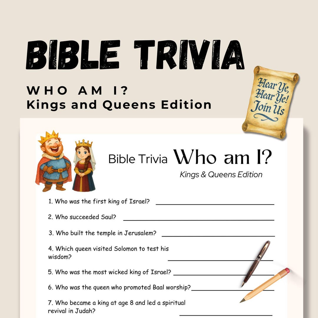 Who Am I - Bible Trivia Game Printable,king and Queen,youth Group Bible ...