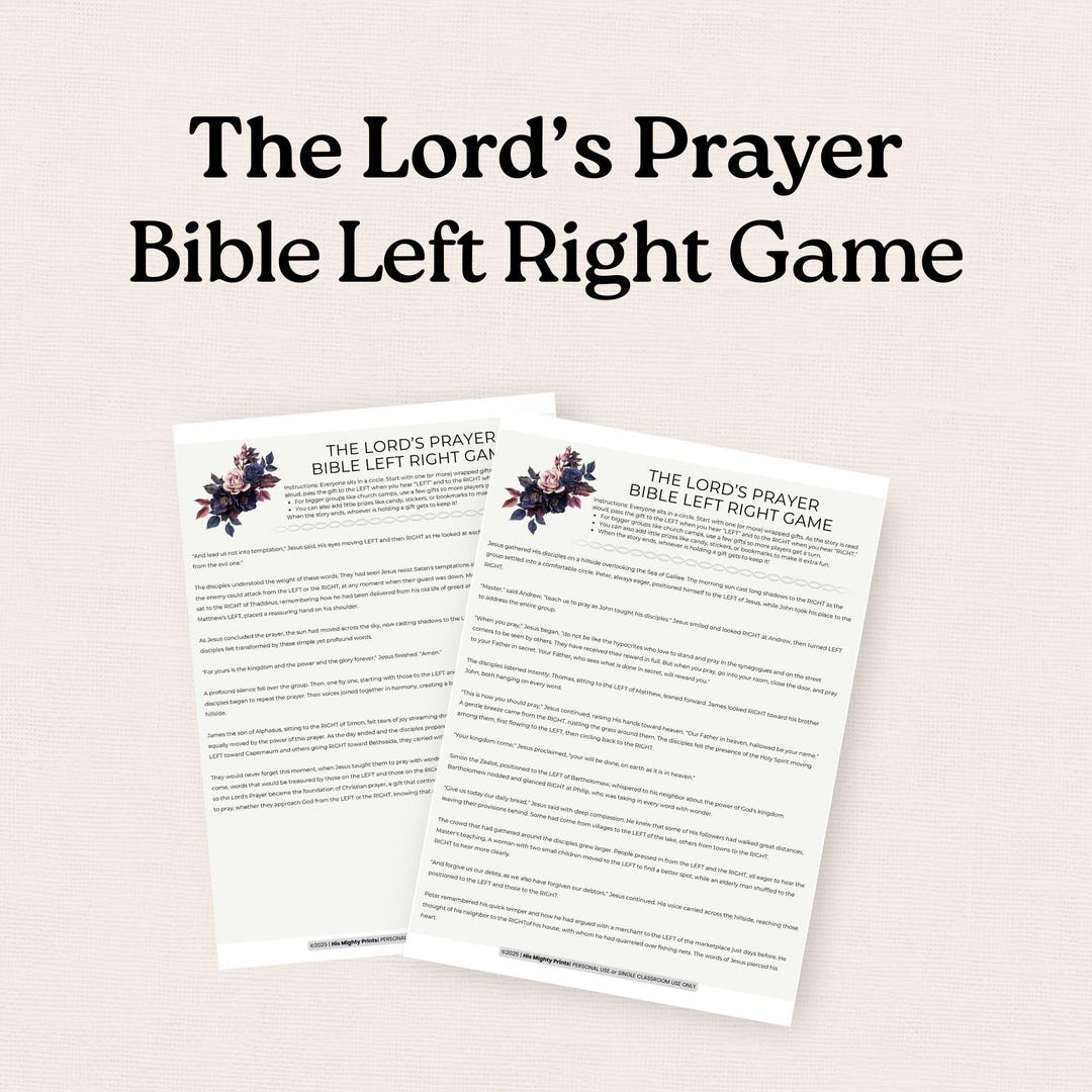 The Lord's Prayer Bible Left Right Game Printable for Christian Groups ...
