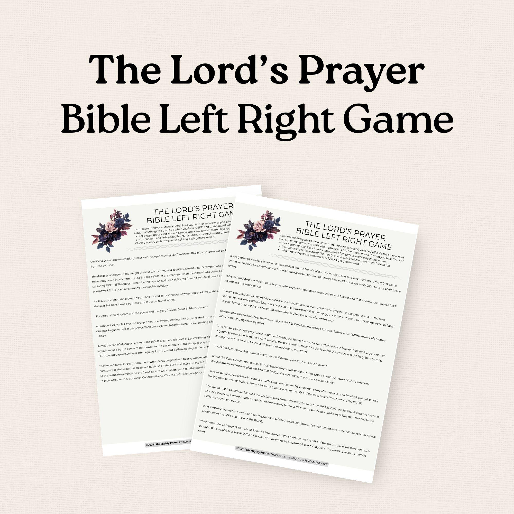 The Lord's Prayer Bible Left Right Game Printable for Christian Groups ...