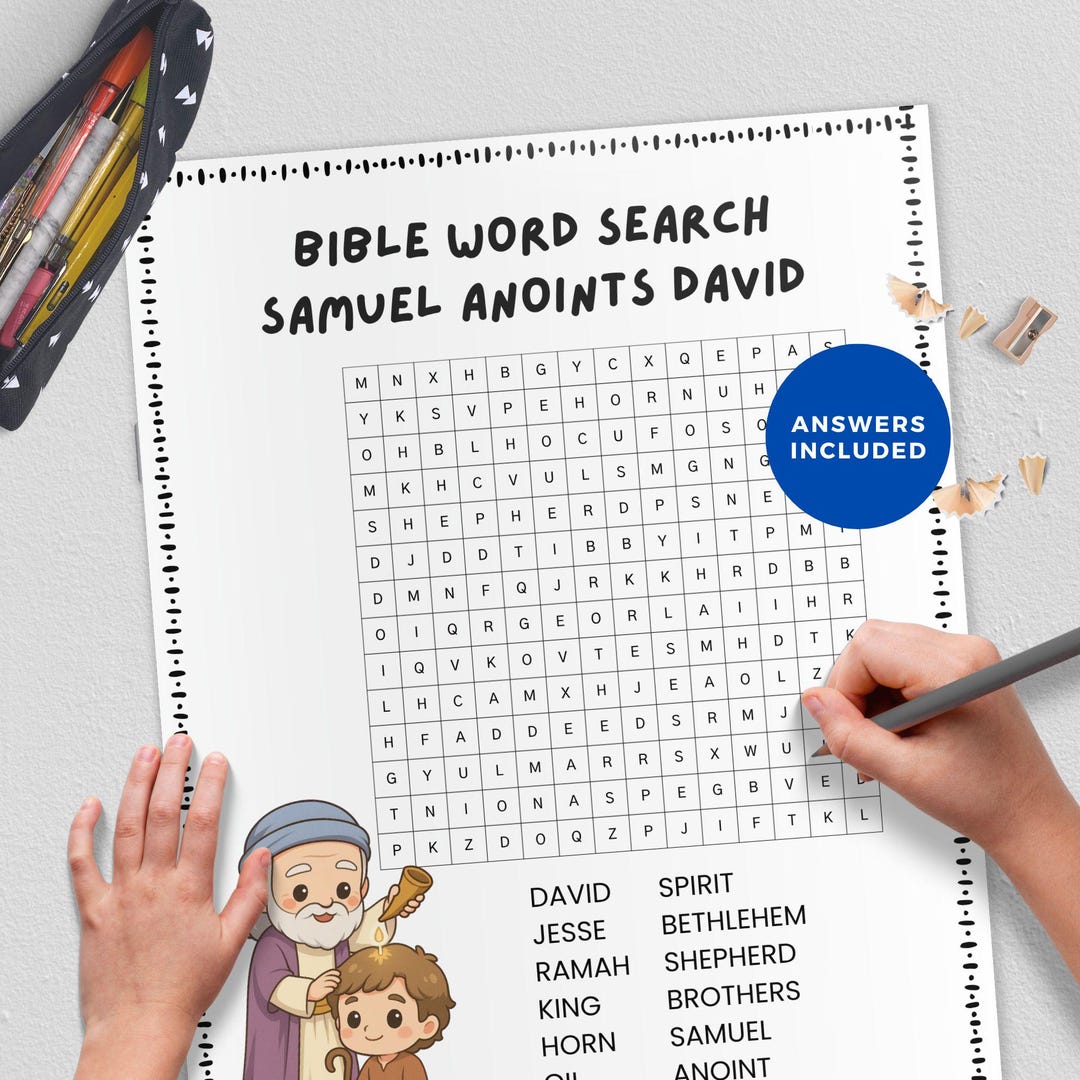 Bible Word Search Samuel Anoints David, Printable Game, Old Testament ...
