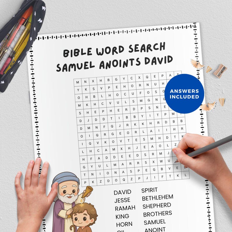 Bible Word Search Samuel Anoints David, Printable Game, Old Testament ...