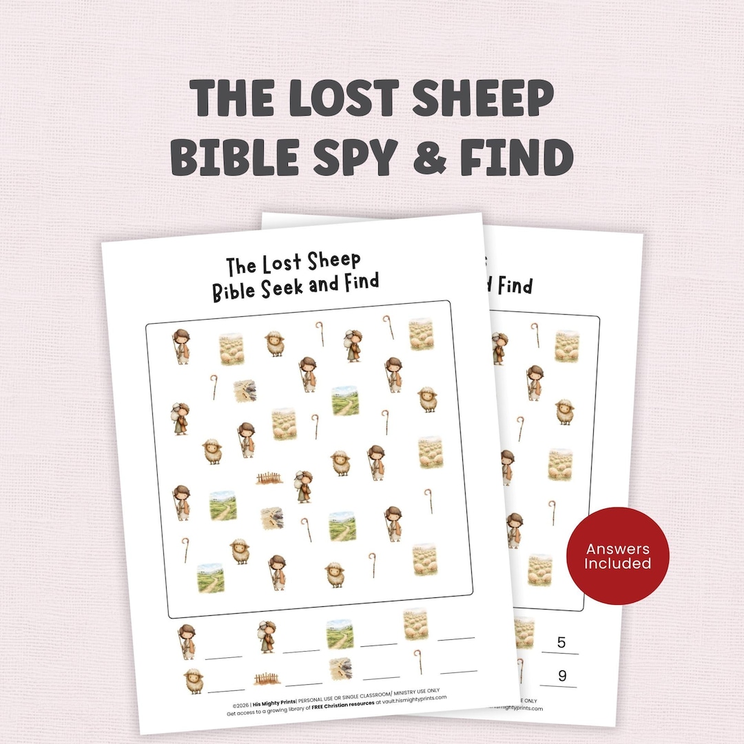 Parable of the Lost Sheep Activities, Bible Seek & Find Game, Christian ...