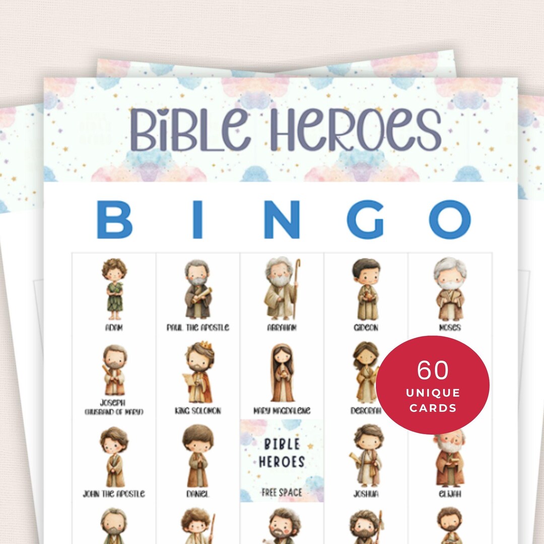 Bible Characters Bingo Game, Biblical Heroes Study, Old & New Testament ...